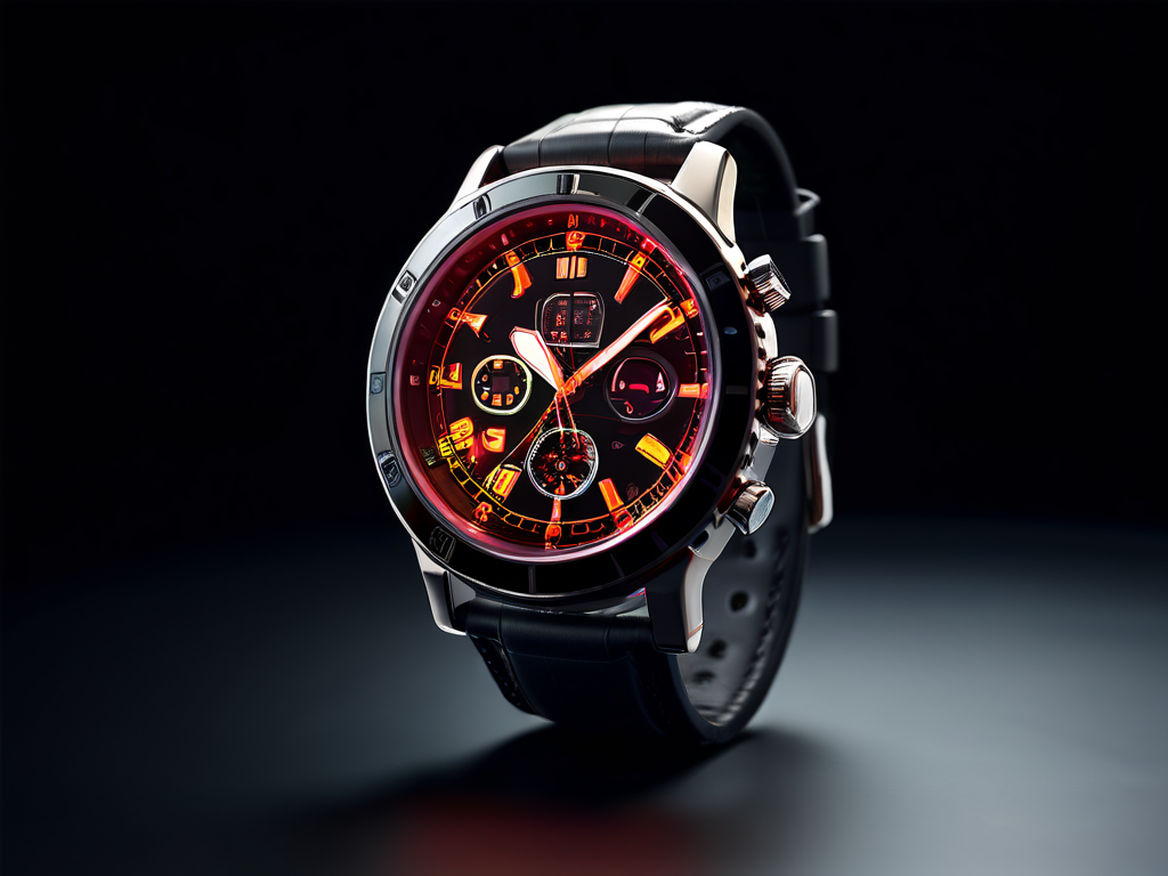 A hyper-realistic smartwatch displaying dynamic lighting eff... by ...