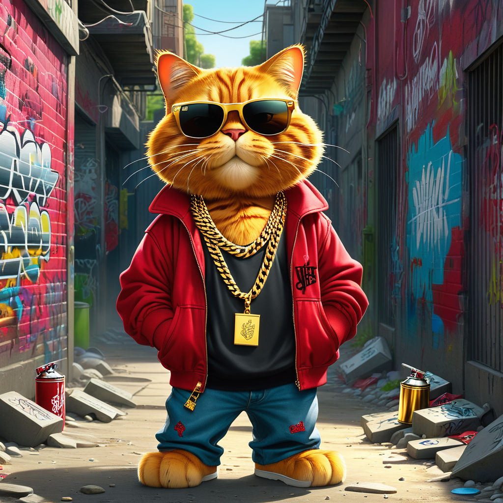 Garfield in a '90s thug-life fashion by Andre Jackson - Playground