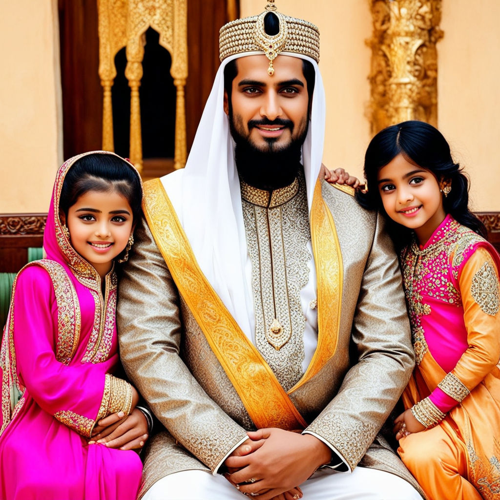 Arab beauty in hijab with a hindu king and their 3 children by Sai ...