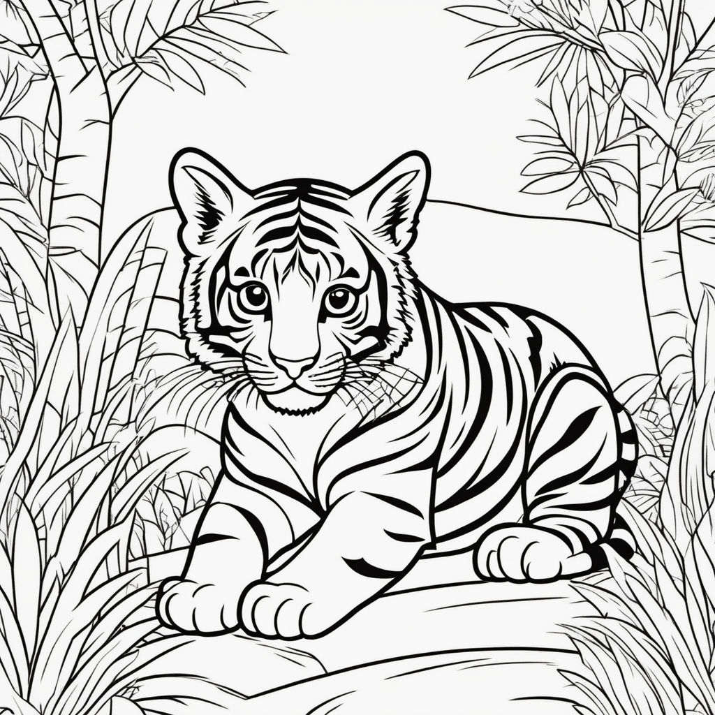 Coloring pages of a little Tiger by Rafael Cortón Granado - Playground