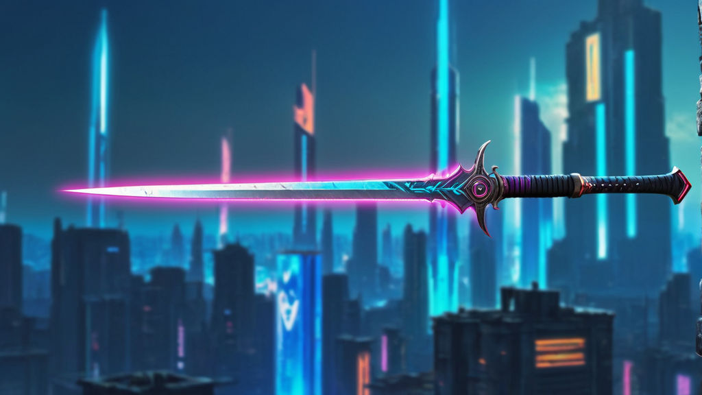 Anime-style cyberpunk sword with wide techno blade by Septim Berhorth ...