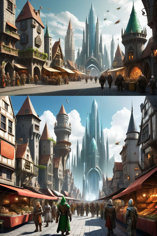 "A dual city divided into two halves: the left by Oscar Rebollo ...