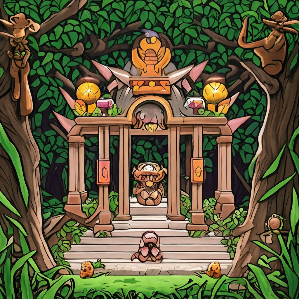 Antic mew pokemon card Temple scene in the jungle by Adrien ANDRE ...