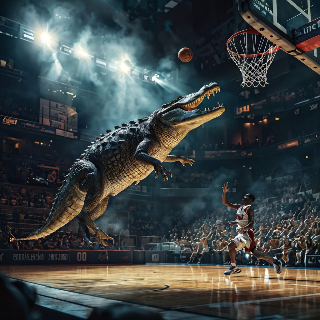 Crocodile jumping for a slam dunk at Nîmes Arena by Adil Akbaraly ...