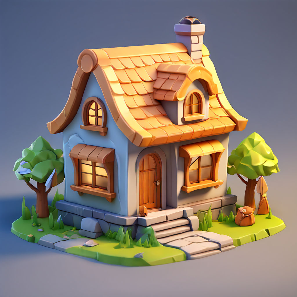 Cute cartoon house 3d model. low poly with details by Albin Terrance ...