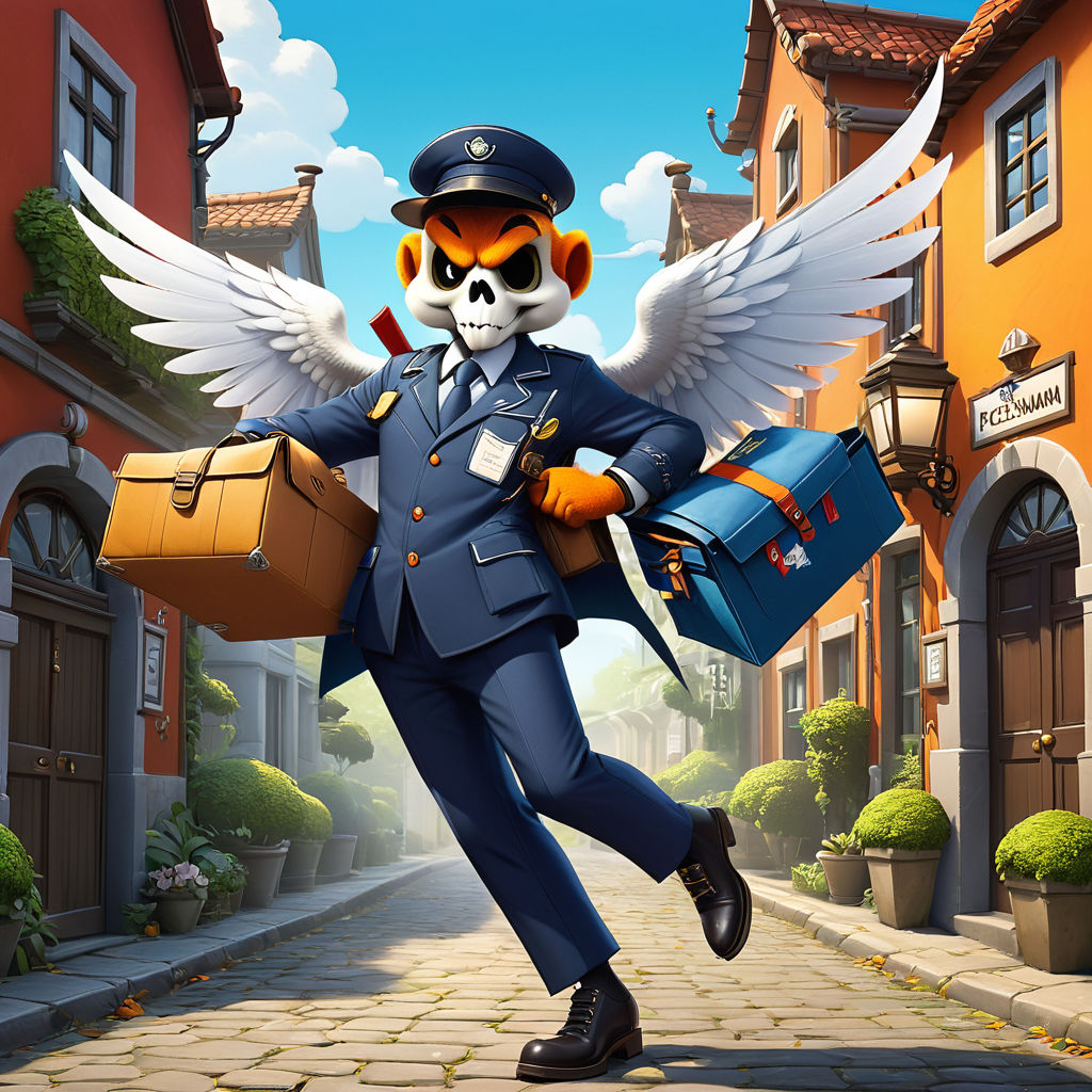 A full body potrait of a cartoon ucelat wearing a postman su... by Ako ...