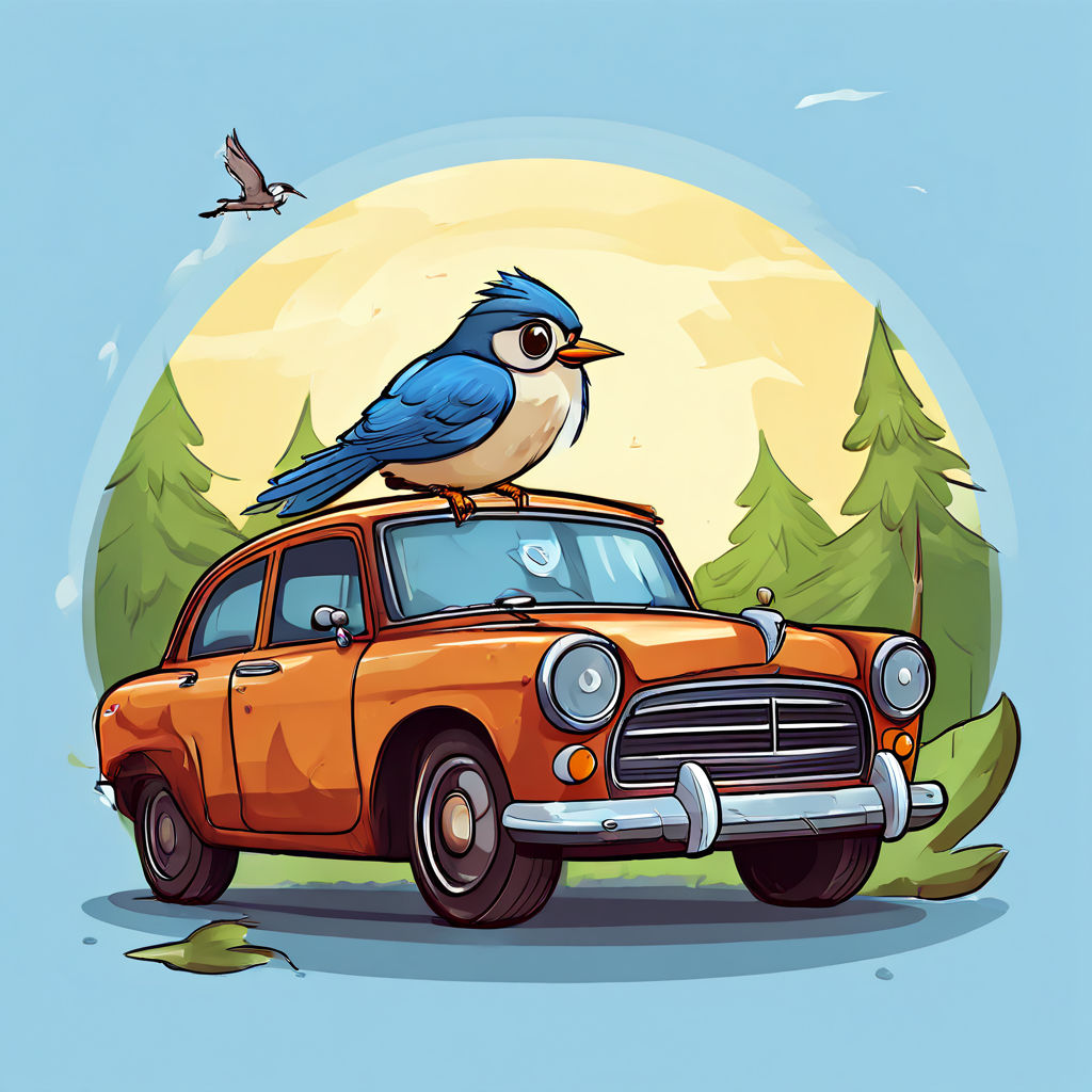 Bird drives a car cartoon by watch& enjoy - Playground