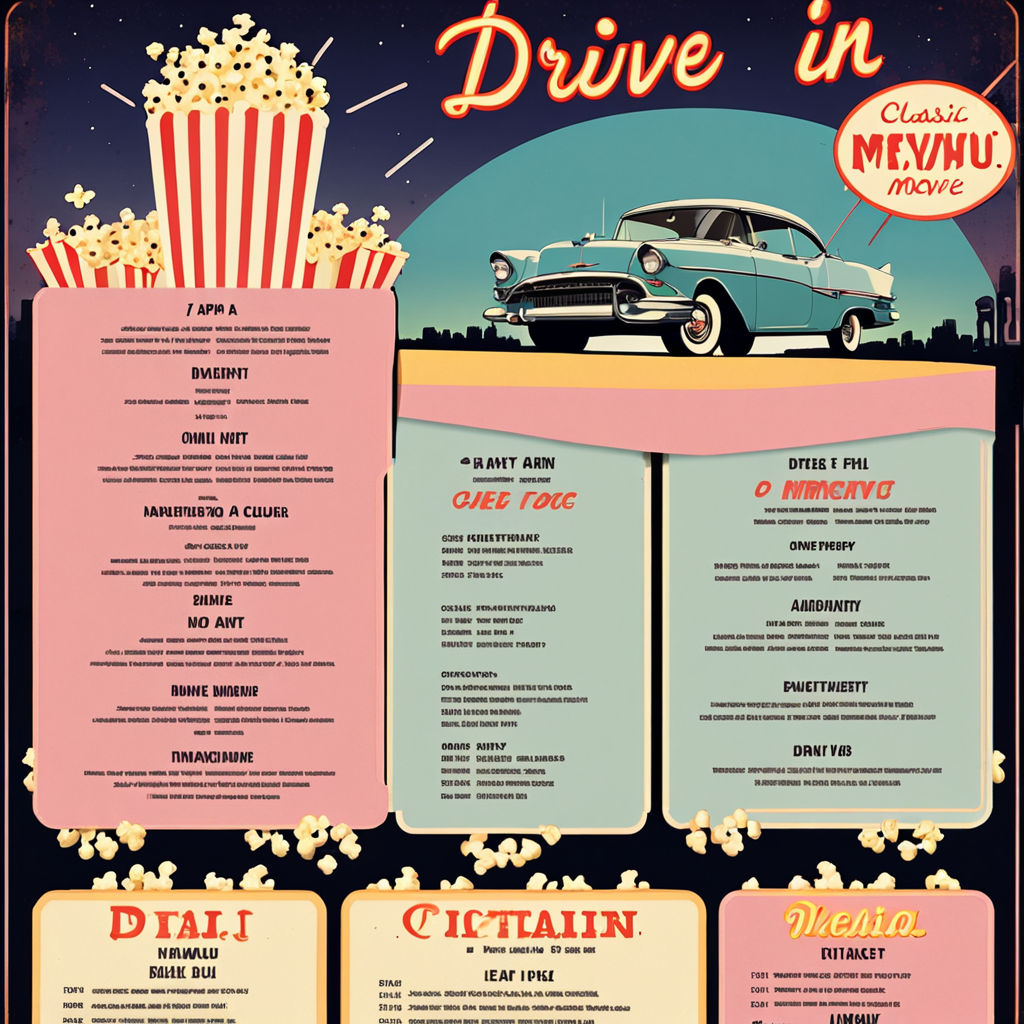 Drive-in movie themed retro food menu by Brock Hitzfield - Playground