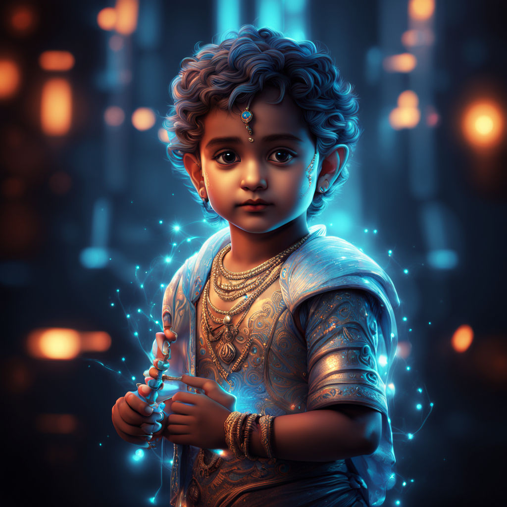 A hyper-realistic digital illustration of Lord Krishna as a ... by ...