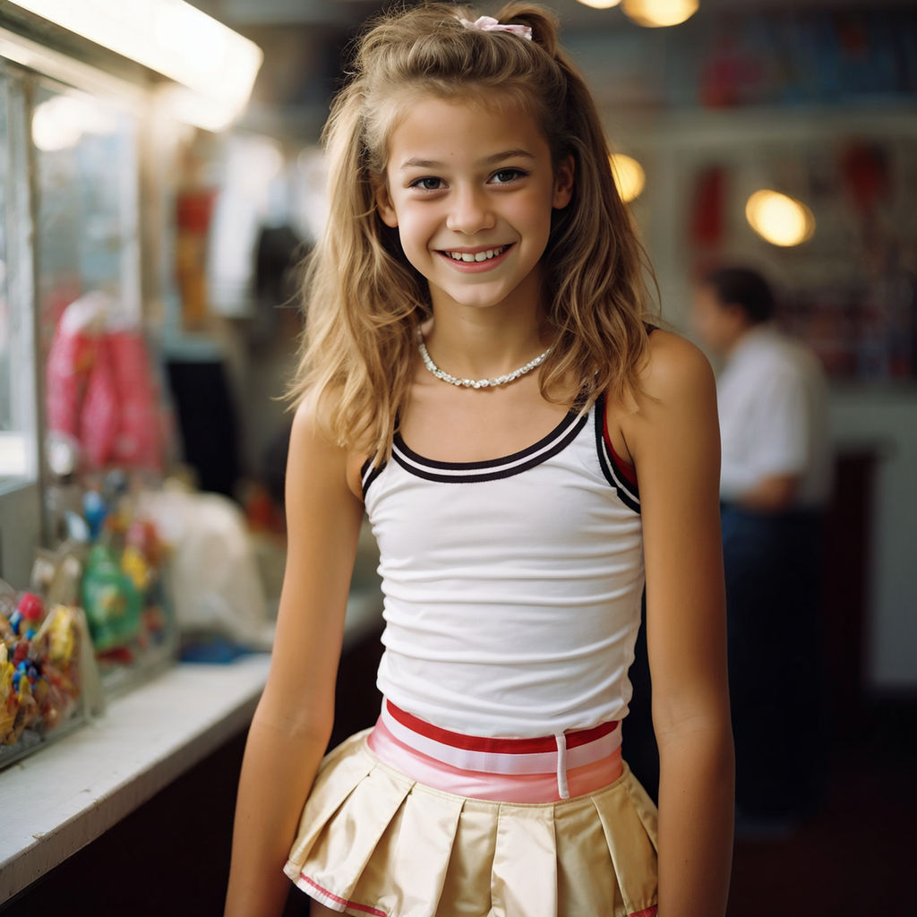 Very Skinny Preteen Girl Cheerleader in Tight Tube Top and T... by Zack Kim - Playground