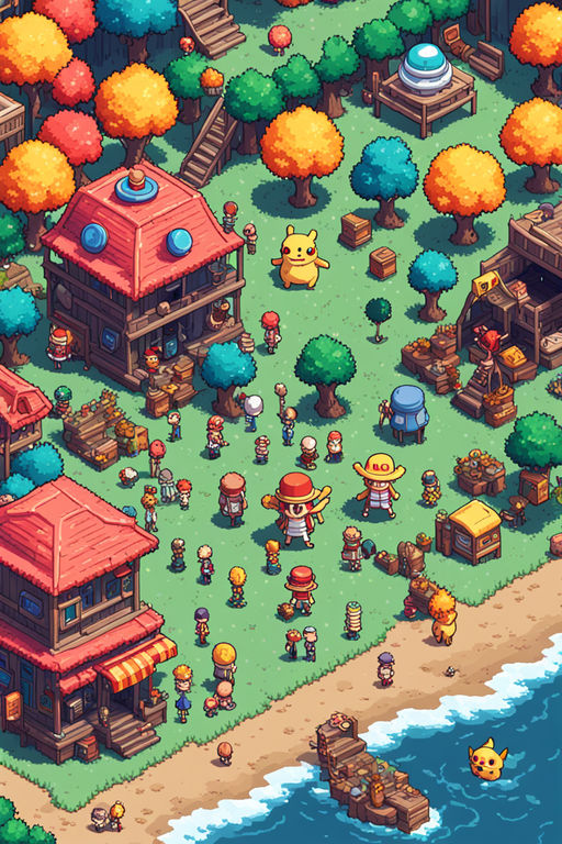 One piece and pokemon top-down pixel art game by Aiden Prigel - Playground