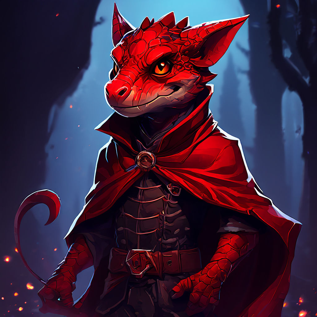 A cool scarlet kobold phantom roghue cartoony shadowy by Daniel Choi - Playground