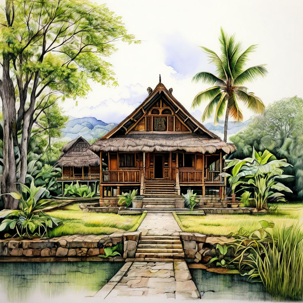 Beautiful traditional house in the Philippines drawing. Just... by ...