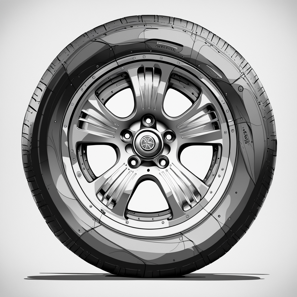 Technical pen and ink drawing of a futuristic automotive rac... by ...