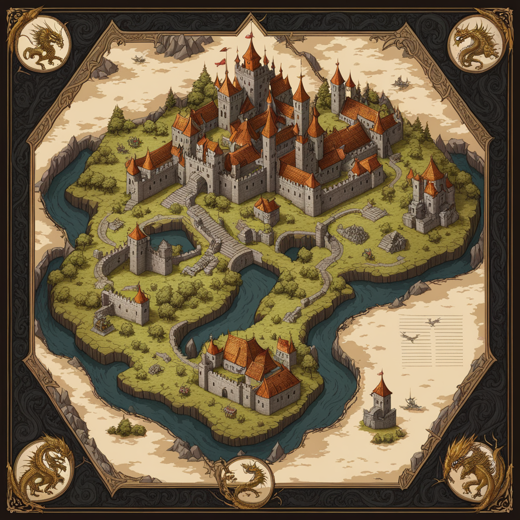 Dark fantasy style map with dragons by Ralf Kurtsiefer - Playground