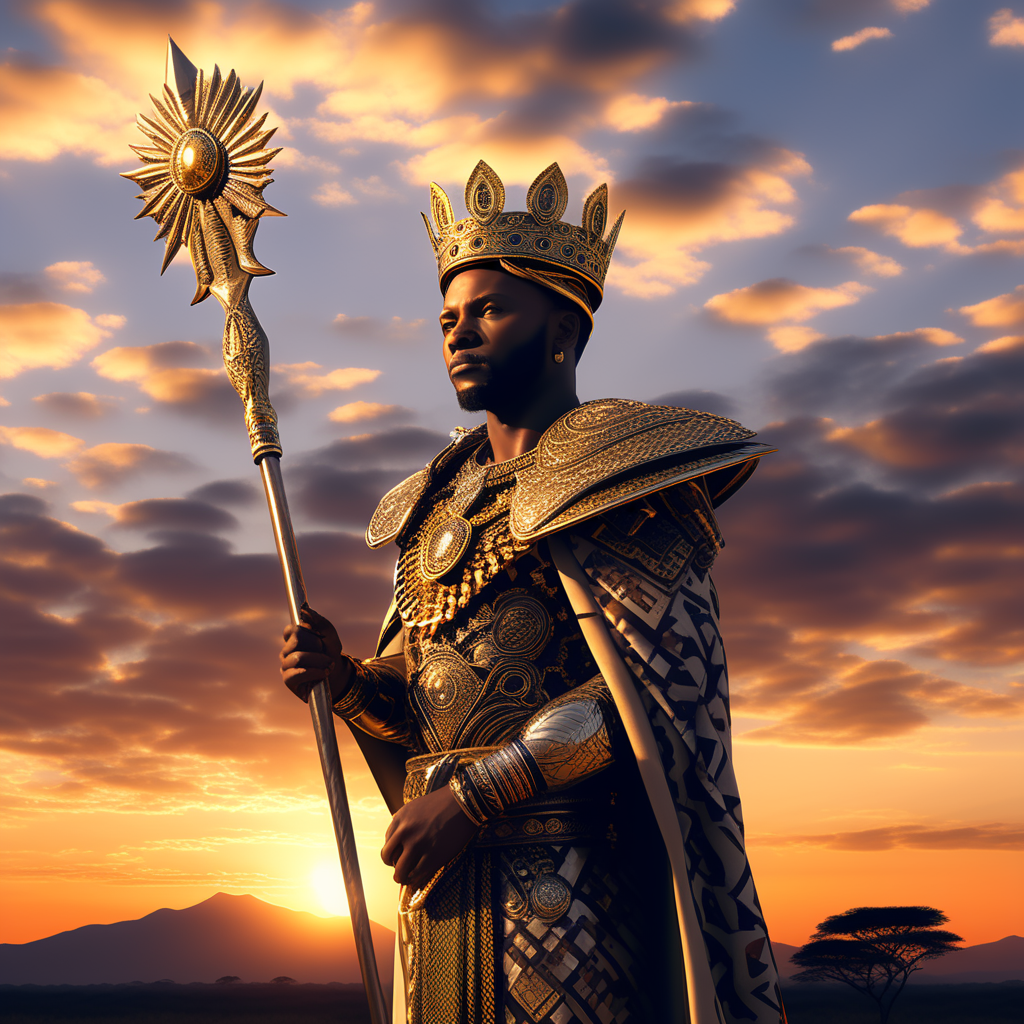 African monarch grasping a traditional scepter by Rob Bailey - Playground