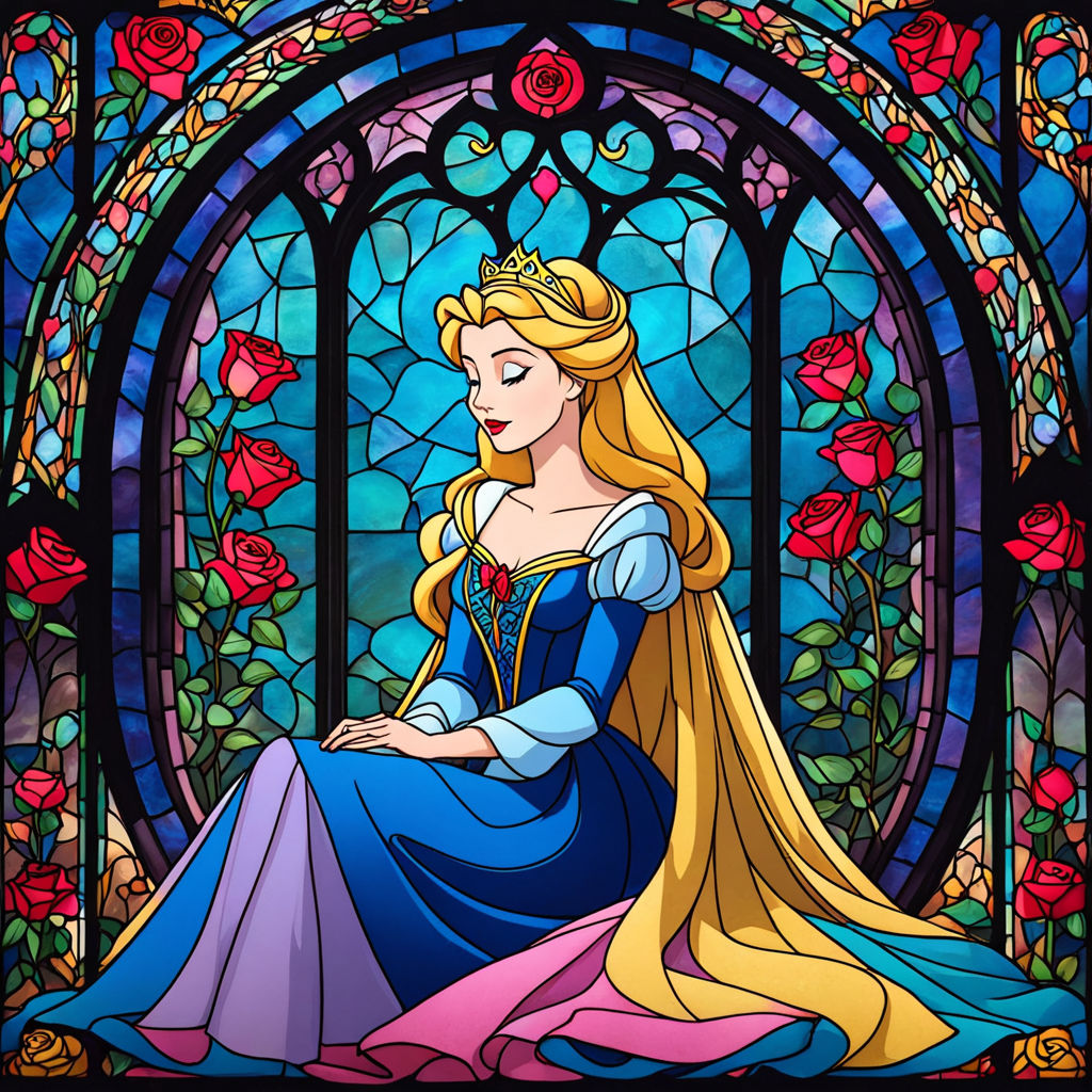 Sleeping Beauty stained glass window by Sydney Meyer - Playground