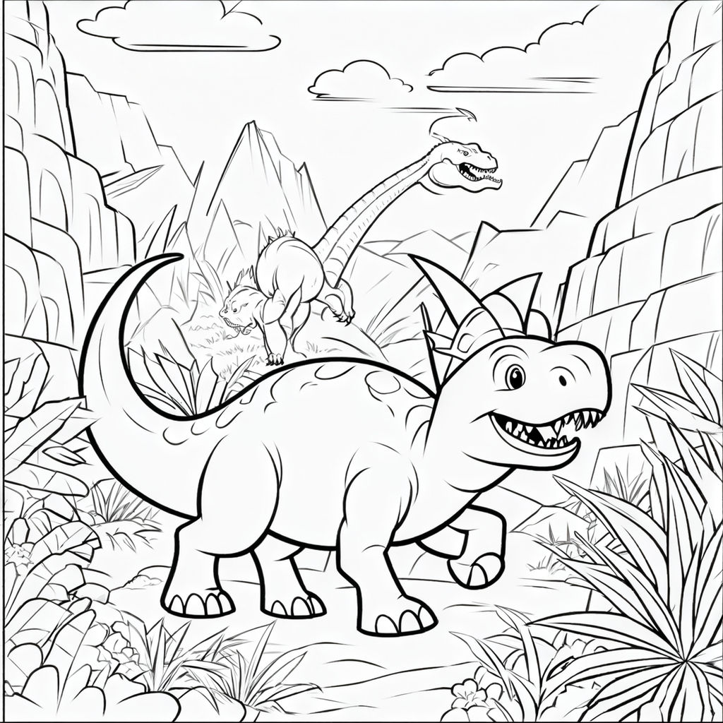 Dinosaur-themed coloring pages for children by Oliver - Playground