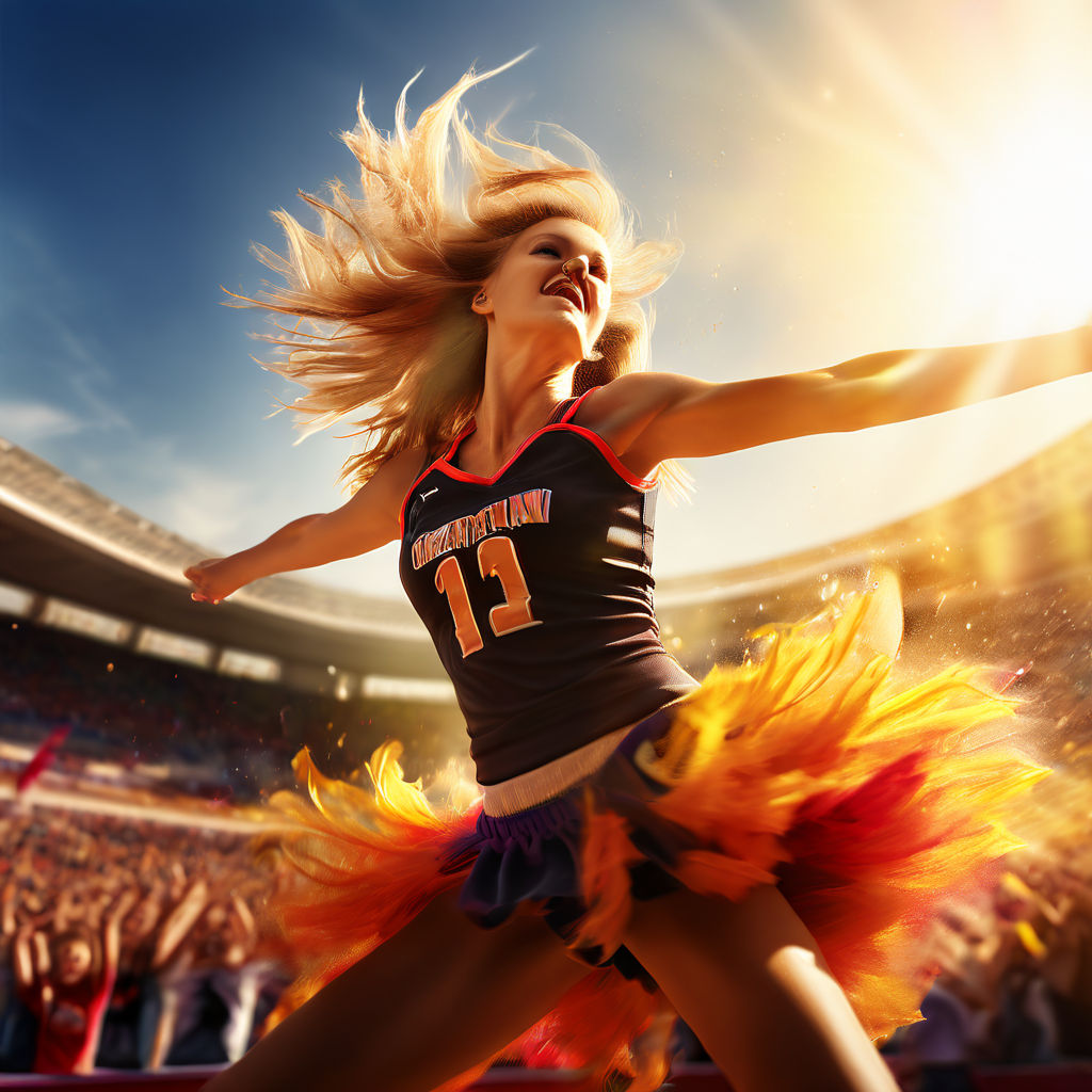 Cheerleader performing a dynamic backbend by Kevin Cool - Playground