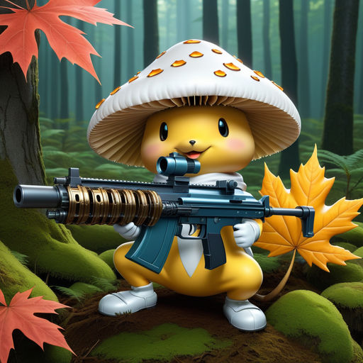 Maple mushroom holding a machine gun is very cool. High tech... by ...
