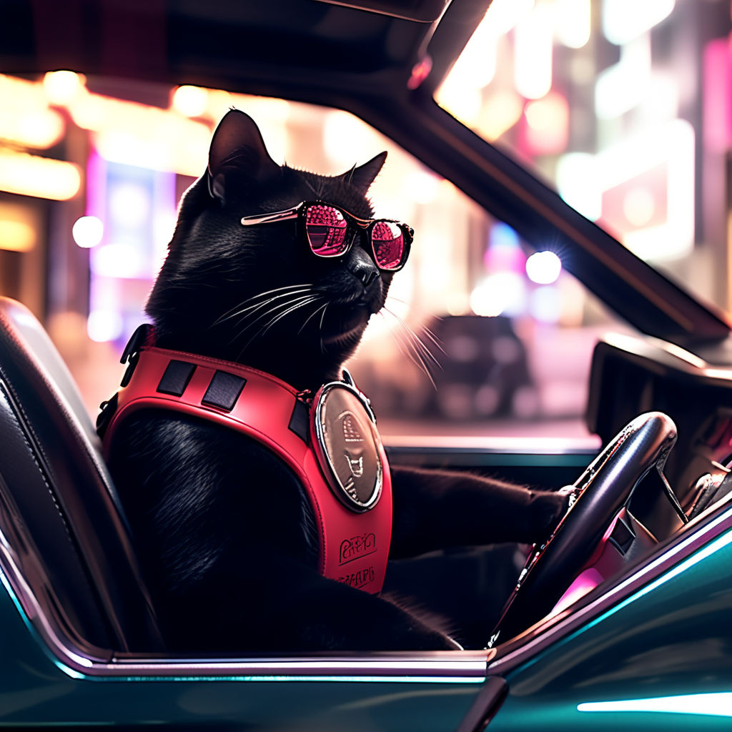 Cat driving a japan sport car with sunglasses in Japan by Albern Edits ...