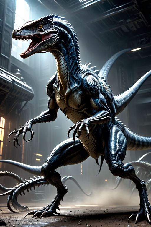 Alien velociraptor creature captured in full body stance by Ruan ...