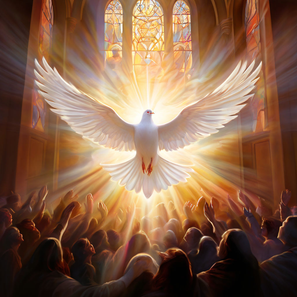 Illustrated depiction of the Holy Spirit descending upon a c... by wik ...