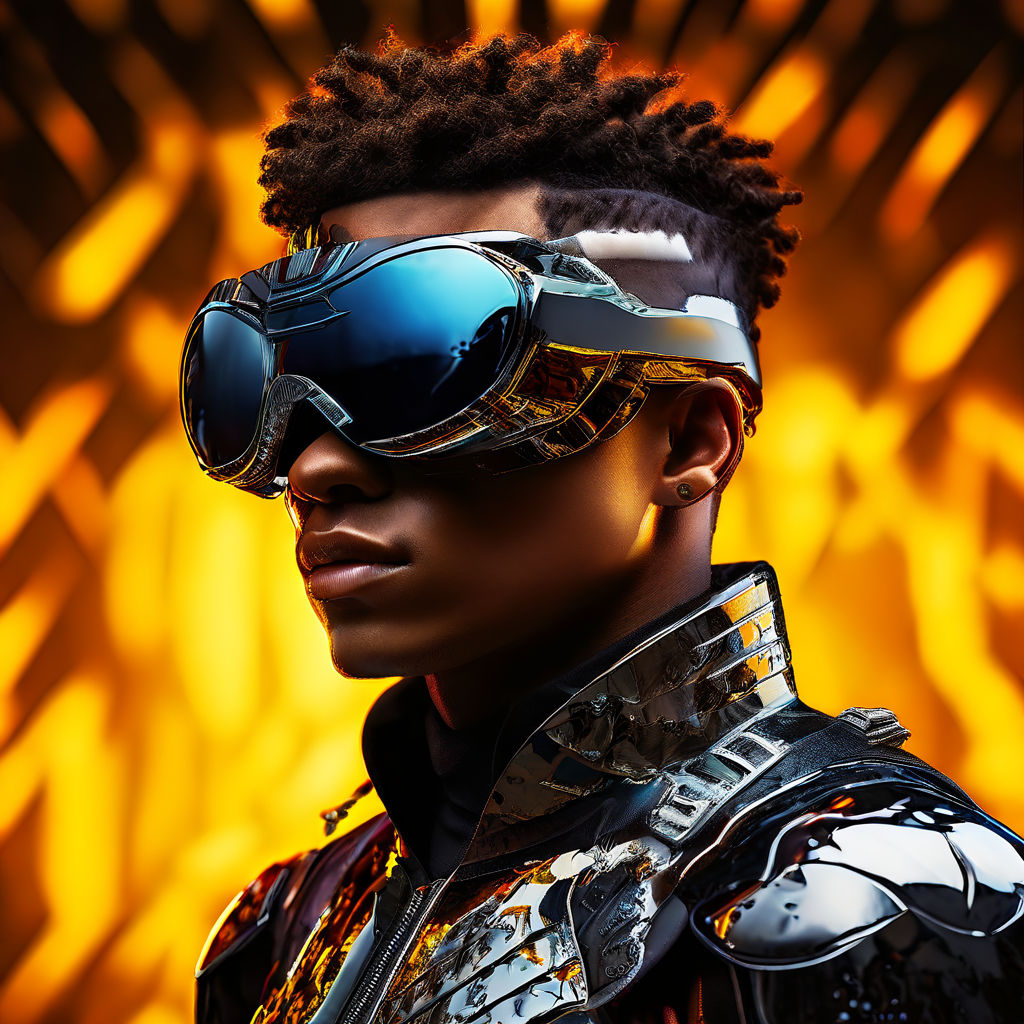 Afrofuturist warrior with box fade hairstyle by free wild - Playground