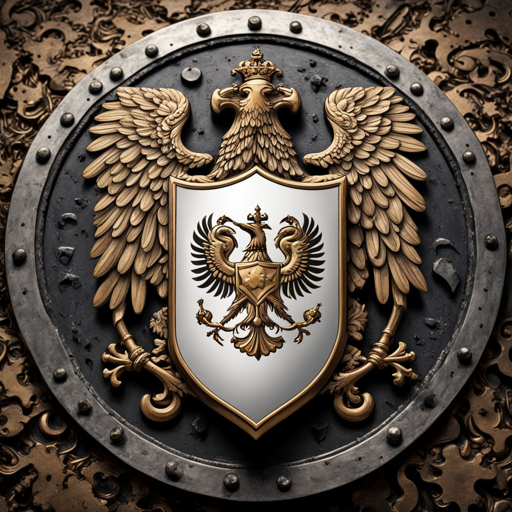 A shield in the center of which is a key with a double-heade... by ma ...