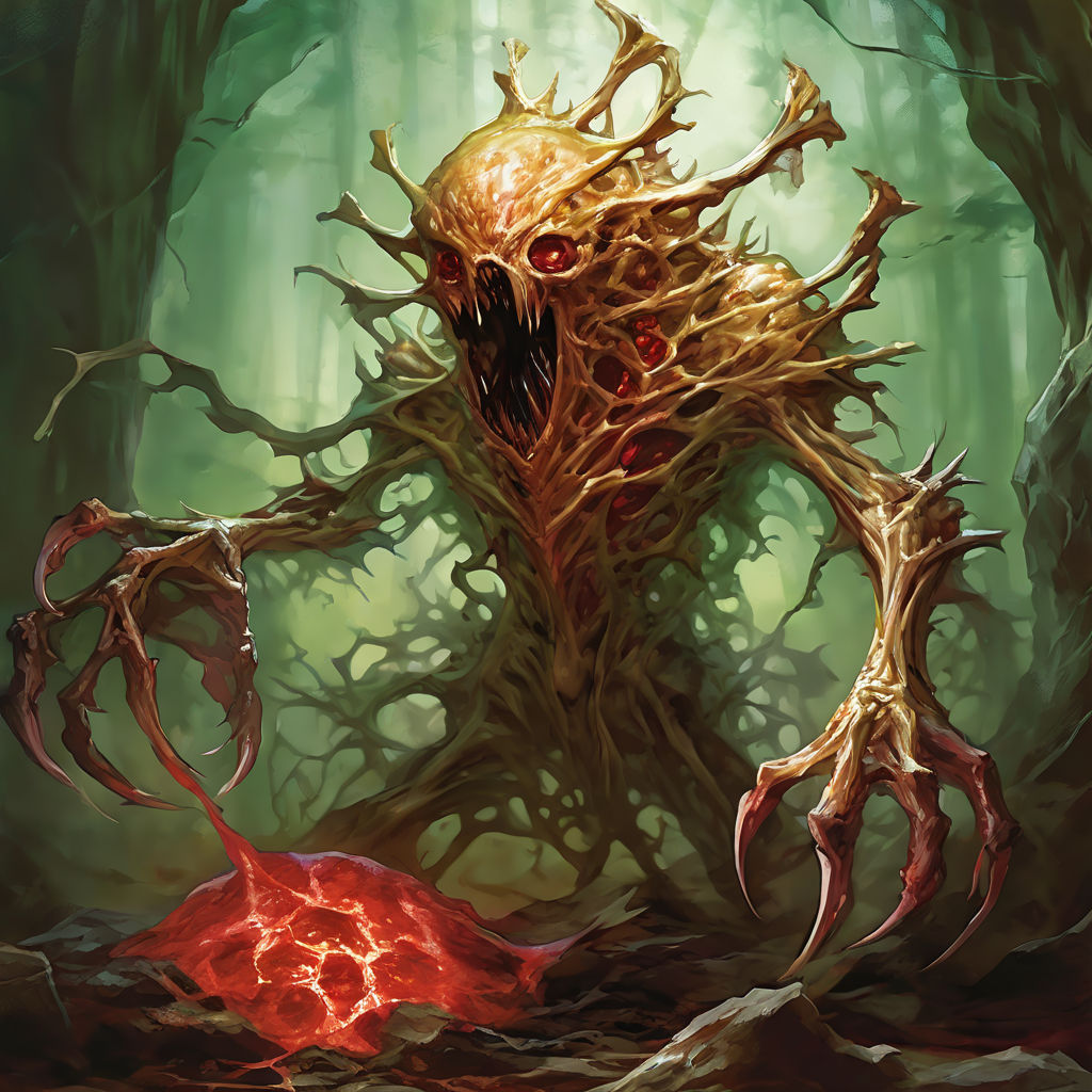 Magic the gathering art style. Bone marrow cell monster micr... by ...