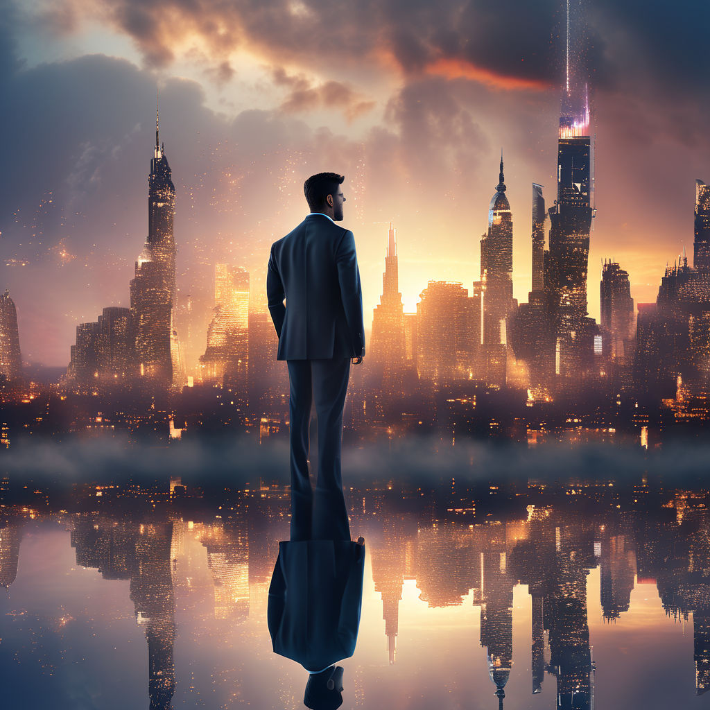 Profile of a man with a double exposure of city lights by Jonah Lee ...