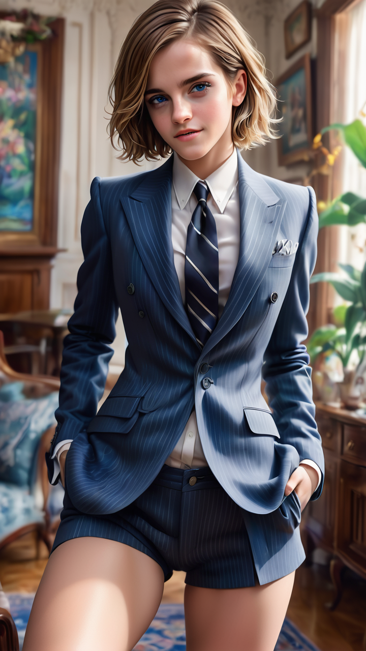 Emma Watson moving rhythmically in a cozily lit living room by Faceless ...