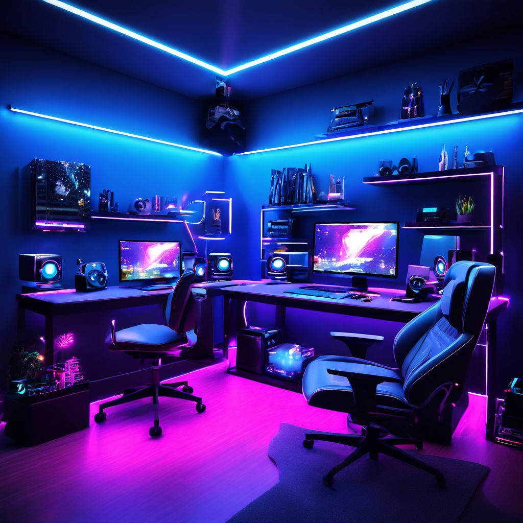 Create an image of a Youtuber’s Studio room with a subtle ne... by ...