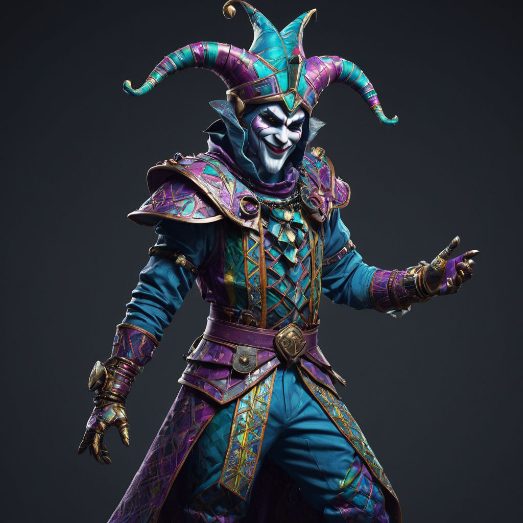 Medieval psychedelic jester character concept art in game sp... by ...