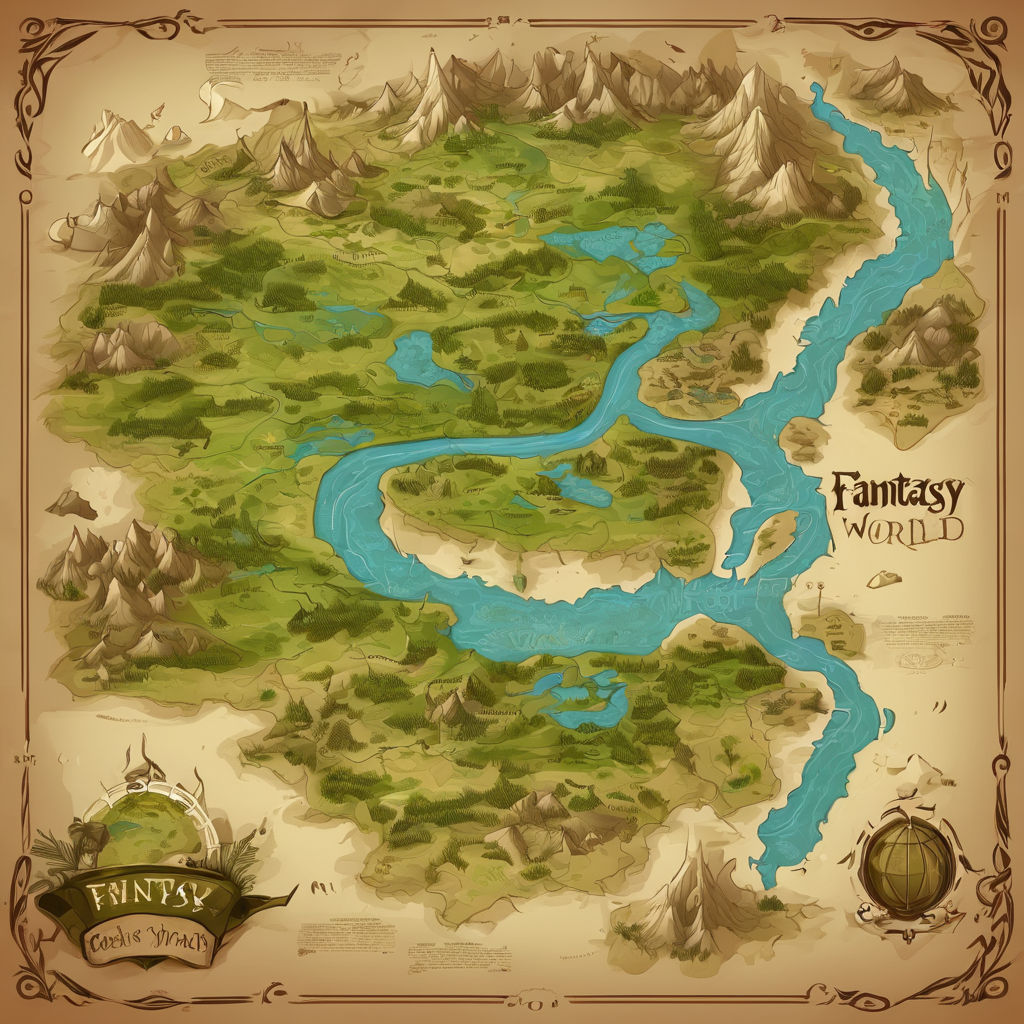 Fantasy world map with rivers by Marizanne Momberg - Playground