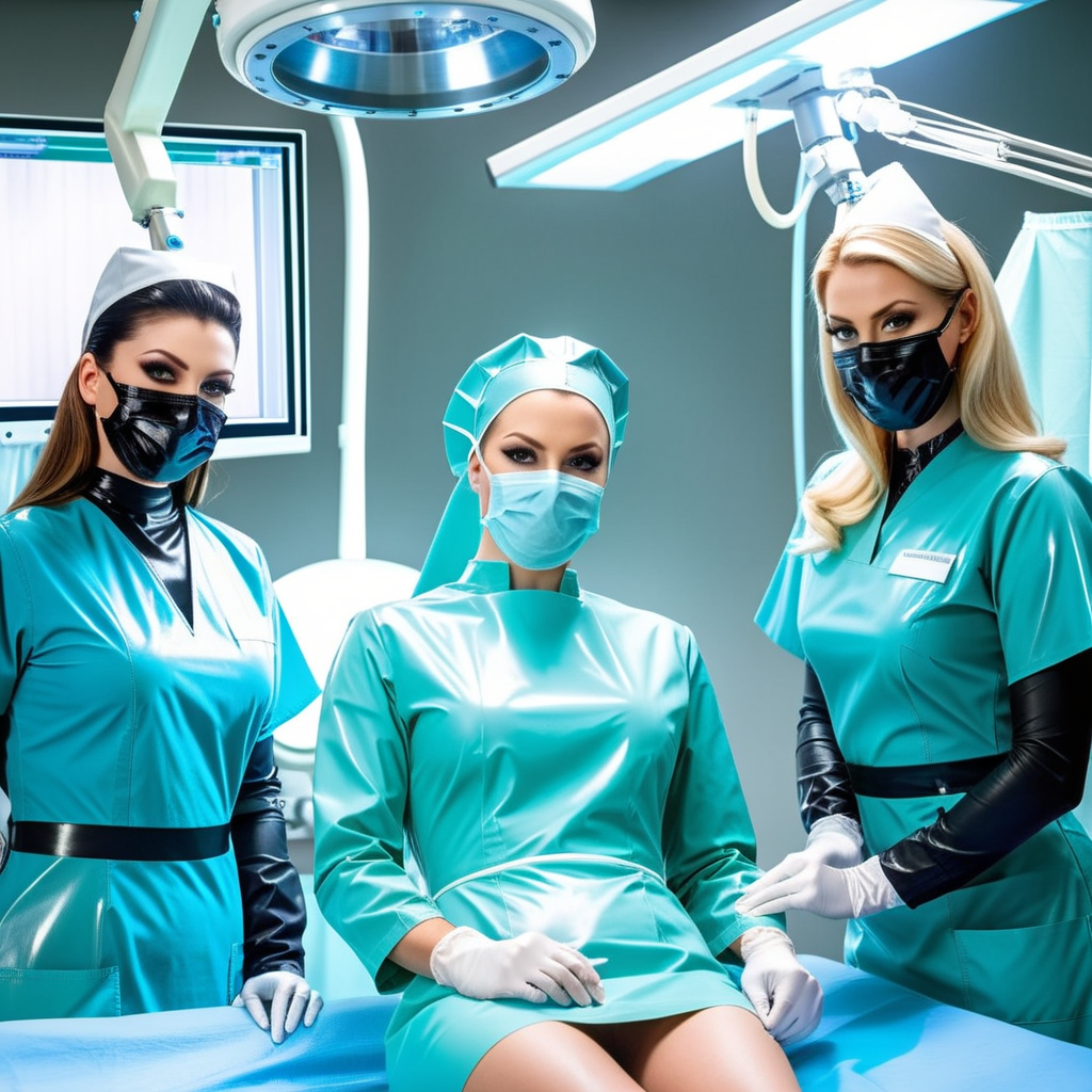 Sexy young doctress and two nurses in operating room by Lack Leder ...