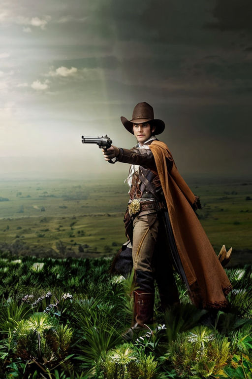 Wood elf cowboy wearing a duster holding a big revolver by KimJongTrill ...