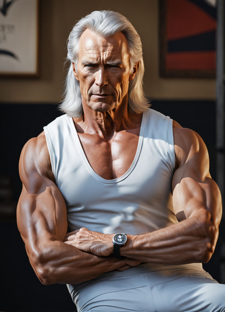 Face of actor Clint Eastwood in his early twenties. Body bui... by ...