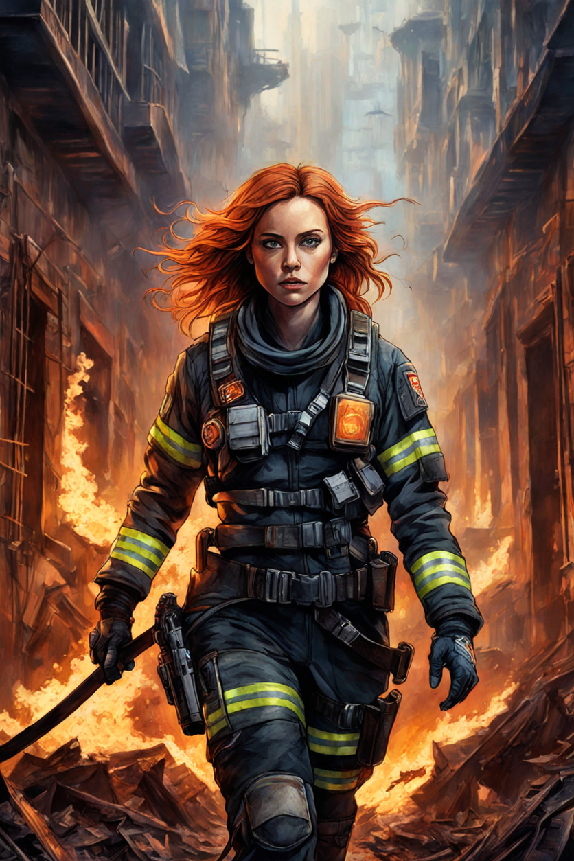 Photorealistic Illustration Of Mara Jade In Firefighter Gear By Jure