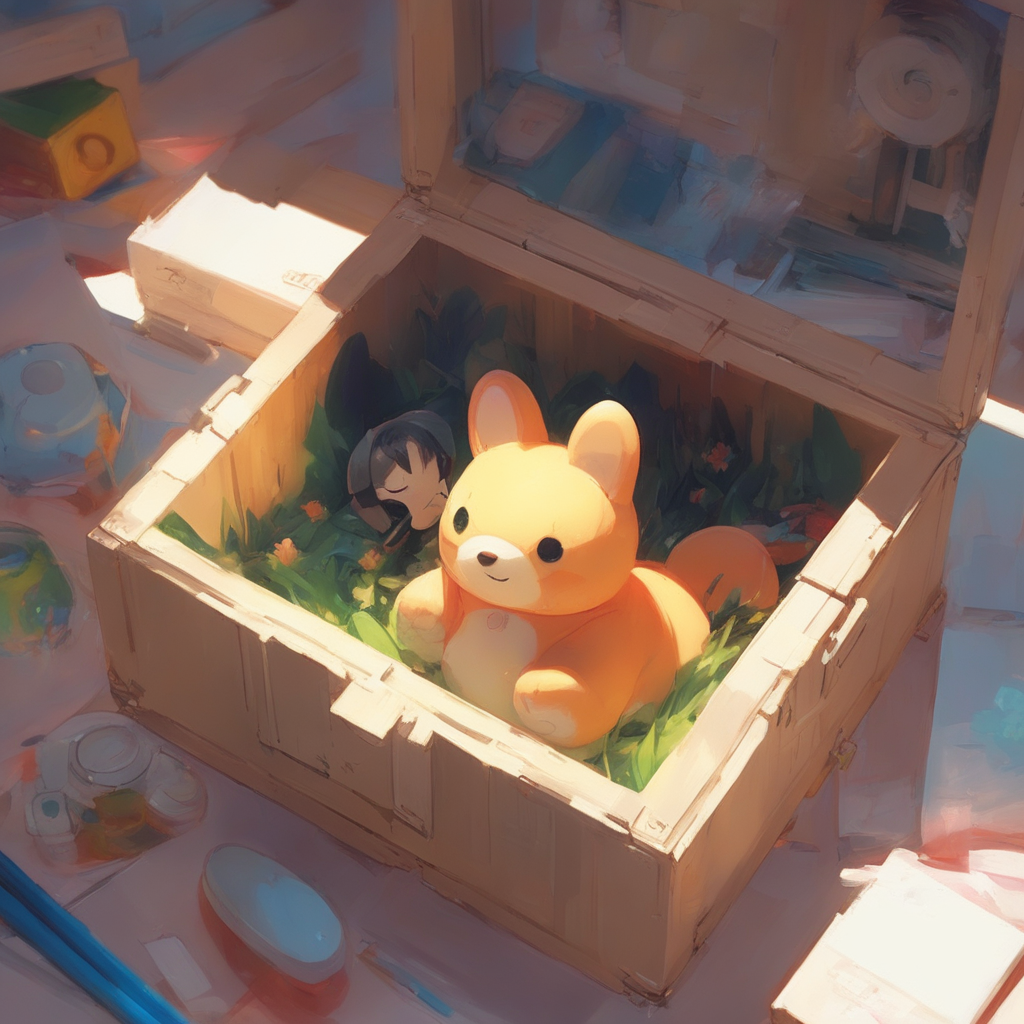 A flushy toy in a box from top view by Onur Tüzer - Playground