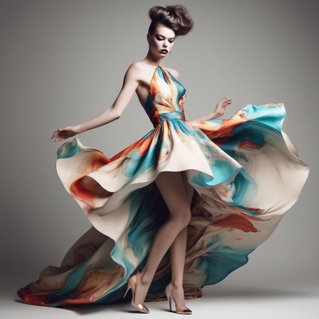 The artistic model is wearing a dress designed by Konstantin... by ...