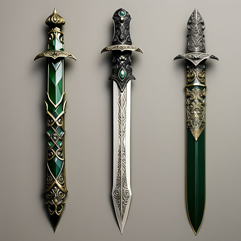 Draw a pair of two matching daggers. They have a matching ge... by ...