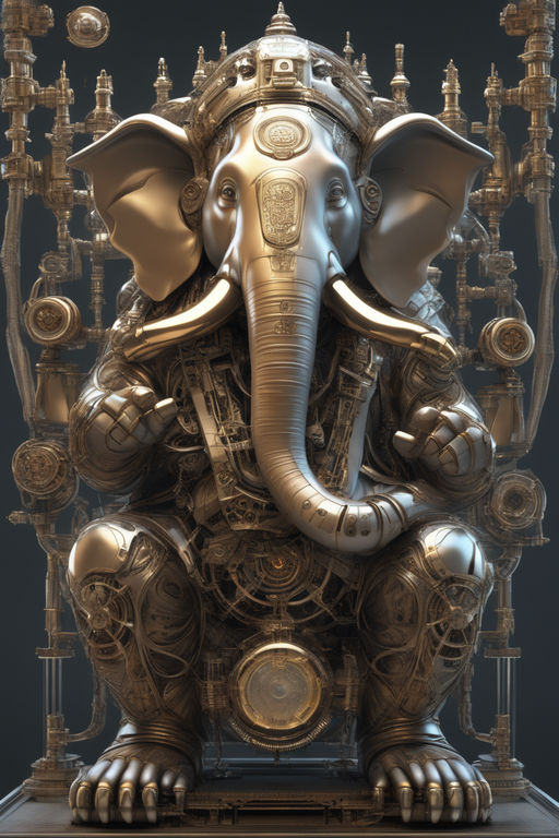 Transparent steampunk cybernetic biomechanical ganesh by narin sri ...