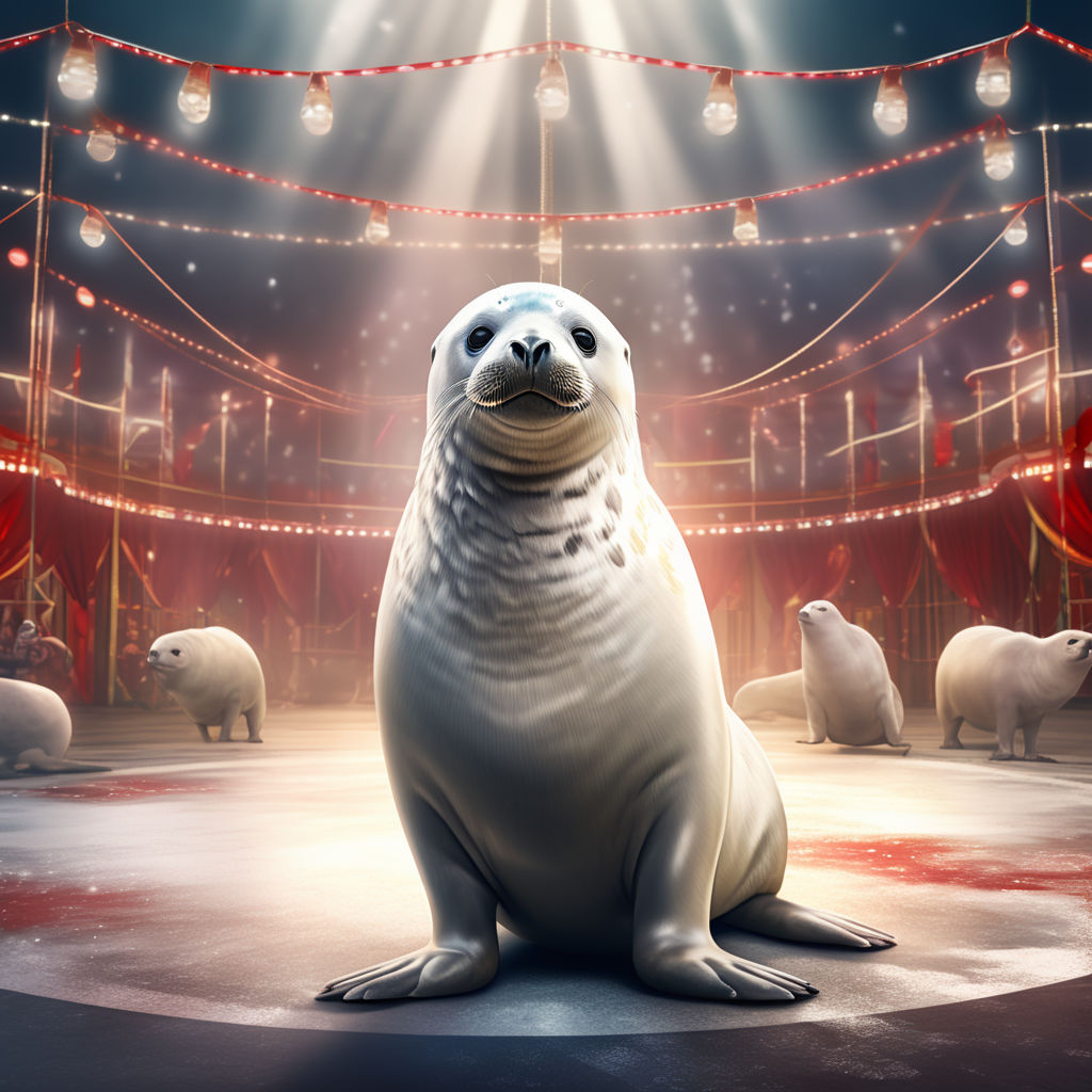 Create a drawing of a full body seal at the circus in 4k by jose cruz ...
