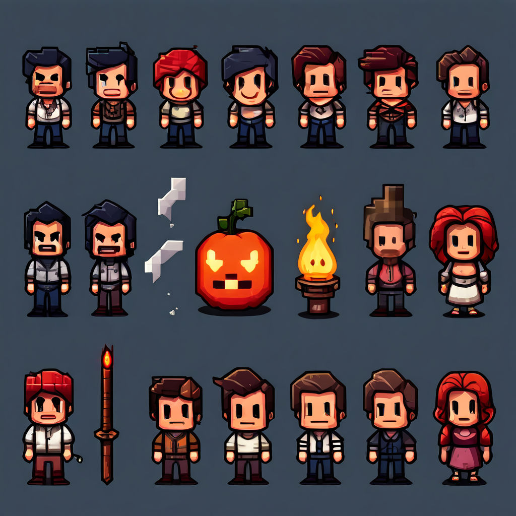 Create a pixel character sprite sheet with 16x16 canvas by Seha Nasuh ...