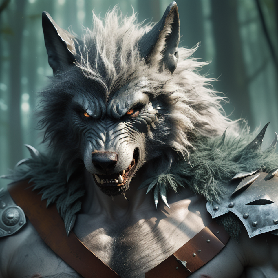 Illustration of a male werewolf barbarian standing tall in a... by ...