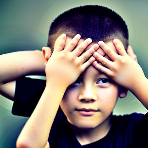 A boy supporting his face with both hands by chodaijamg - Playground