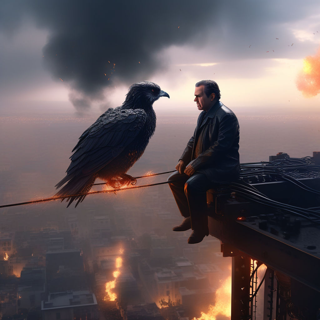 Bird on a wire pooping on Richard Nixon by AiF - Playground