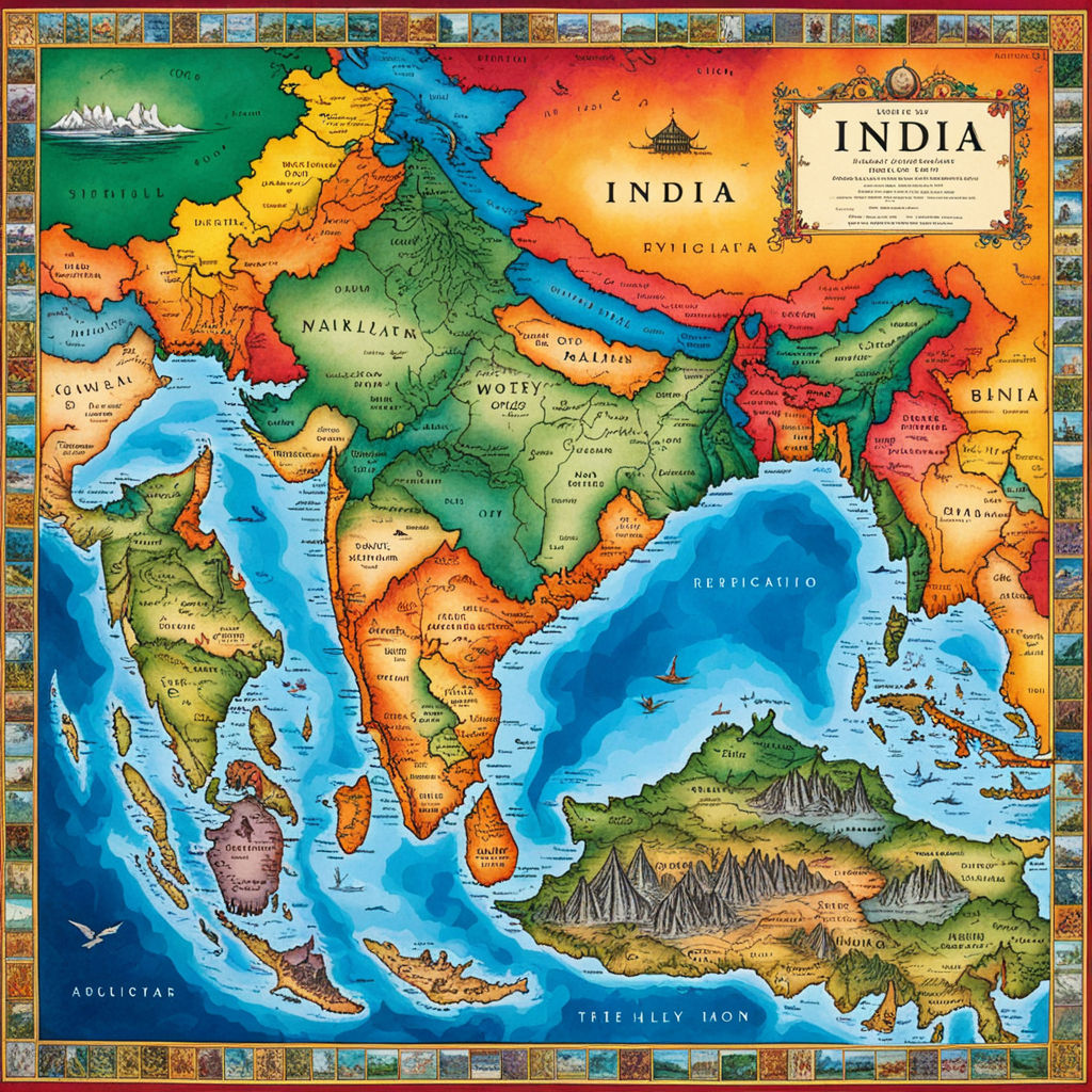 An intricately detailed map of India as it appeared in the y... by ...