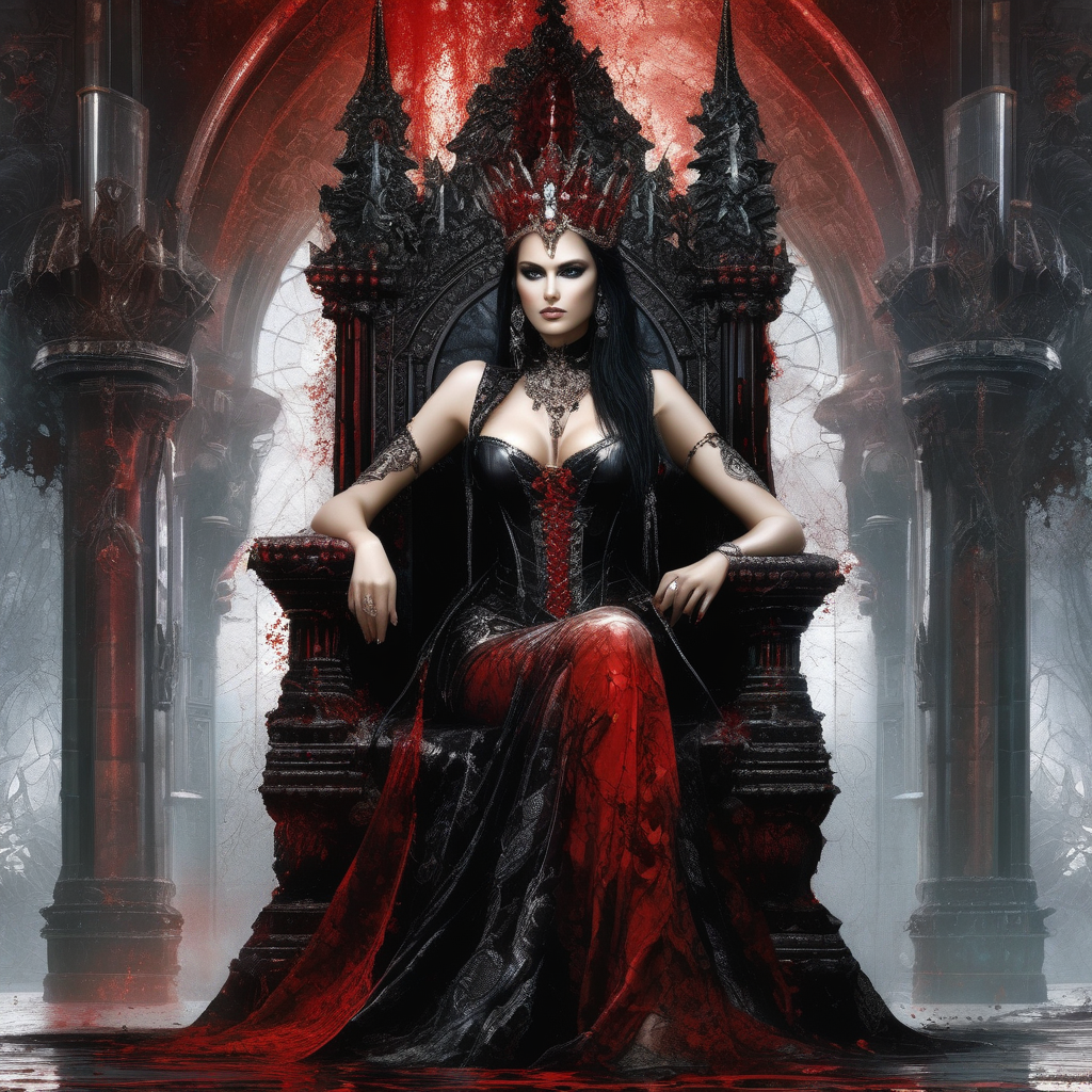 Beautiful gothic queen sitting on a throne by BitterSweet - Playground